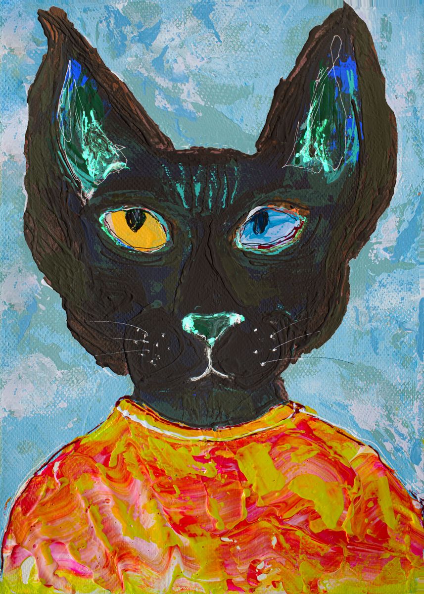 'Cartoon cat ' Poster, picture, metal print, paint by Larisa Siverina ...