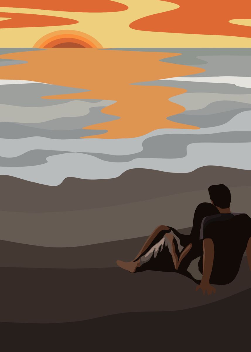 'Minimal Sunset Date' Poster, picture, metal print, paint by ...