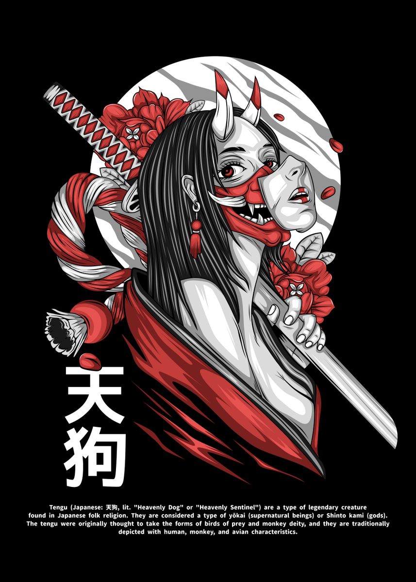 'Tengu' Poster, picture, metal print, paint by Aron Dizhwar | Displate