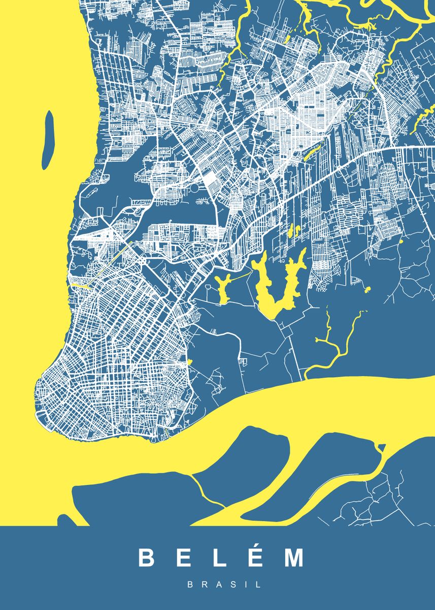 'BELEM Map BRASIL' Poster, picture, metal print, paint by UrbanMaps ...