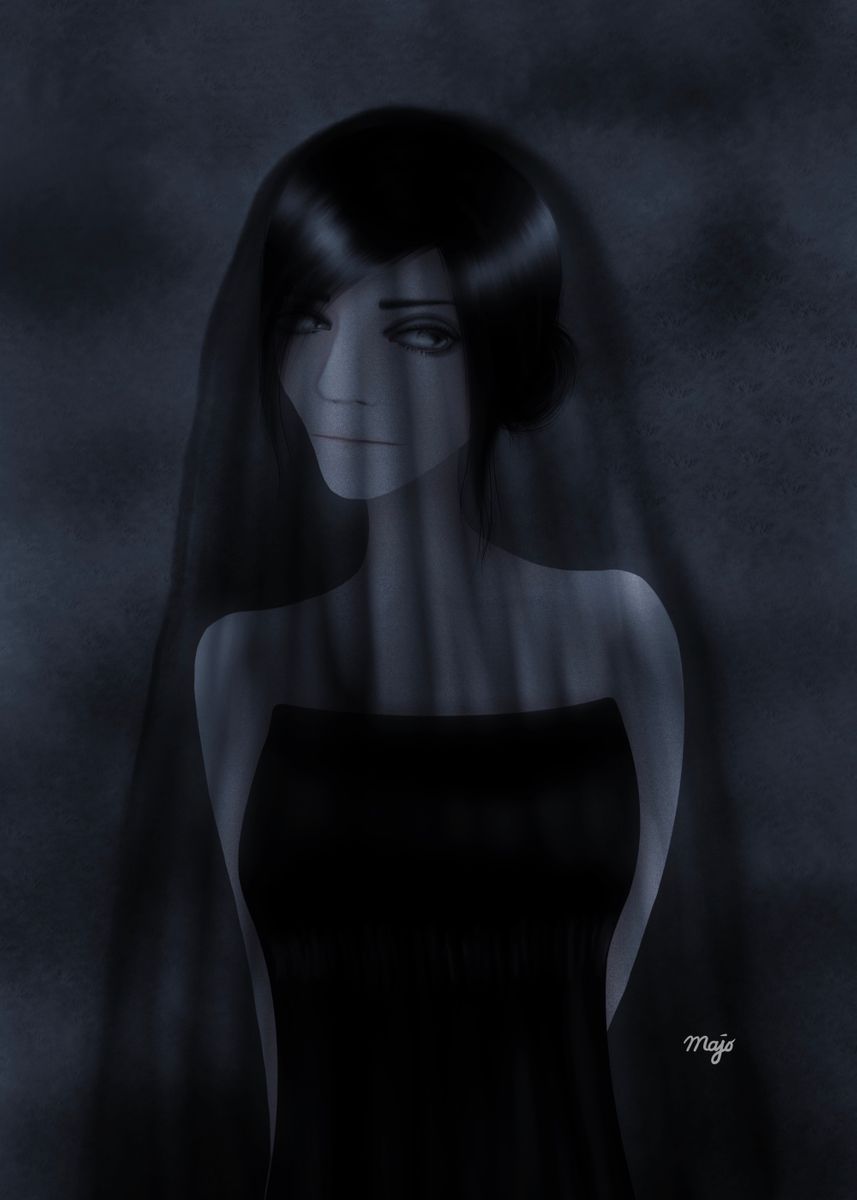 'Black Veiled Bride Closeup' Poster by Majo Art | Displate