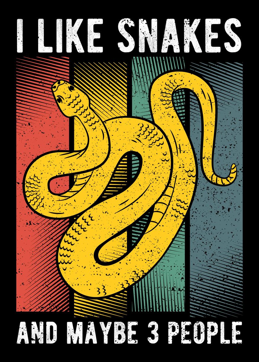 'I Like Snakes And Maybe 3 ' Poster, picture, metal print, paint by ...