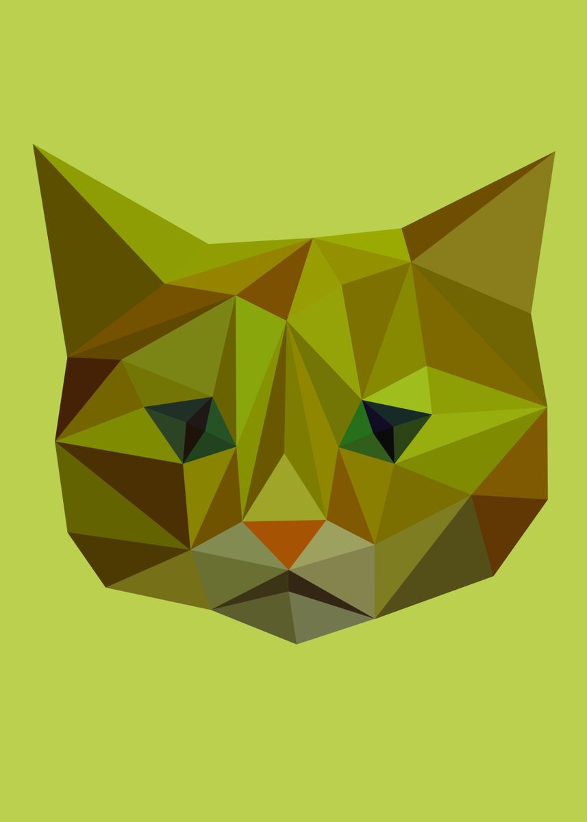 'Low Poly Cats 164' Poster, picture, metal print, paint by Savinda ...