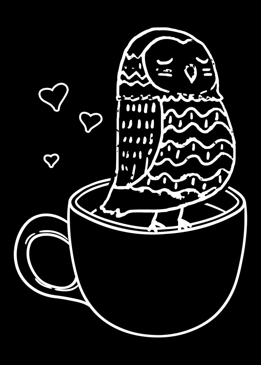 'Minimalistic Coffee Owl' Poster by professionaldesigns | Displate