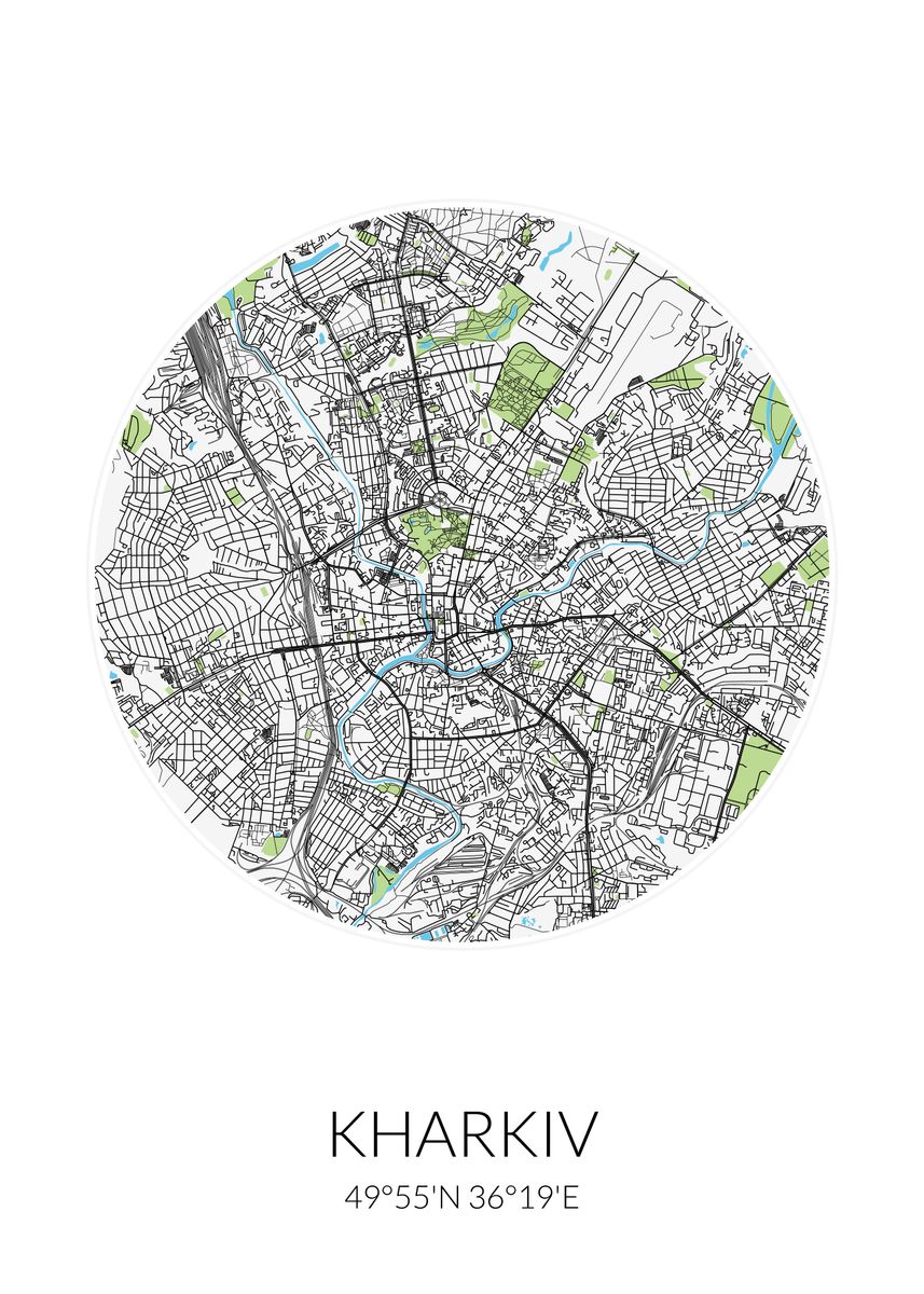 'Kharkiv Circle City Map' Poster by dkDesign | Displate