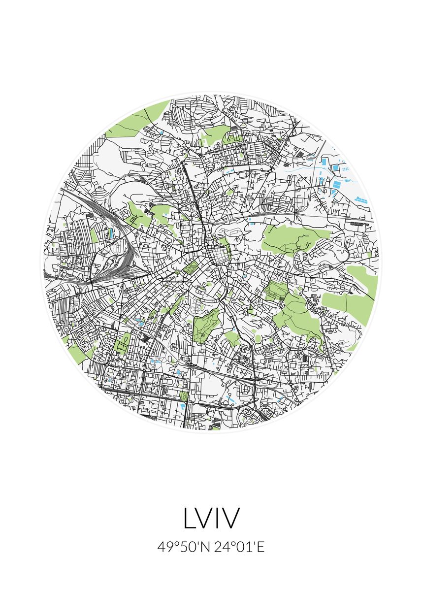 'Lviv Circle City Map Lvov' Poster by dkDesign | Displate
