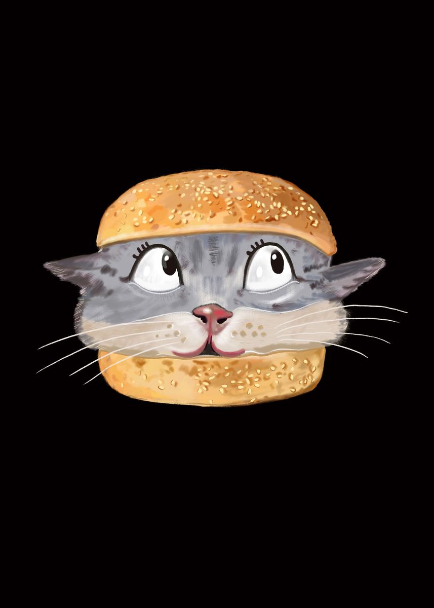 'Cat burger' Poster by Gulsen Gunel | Displate