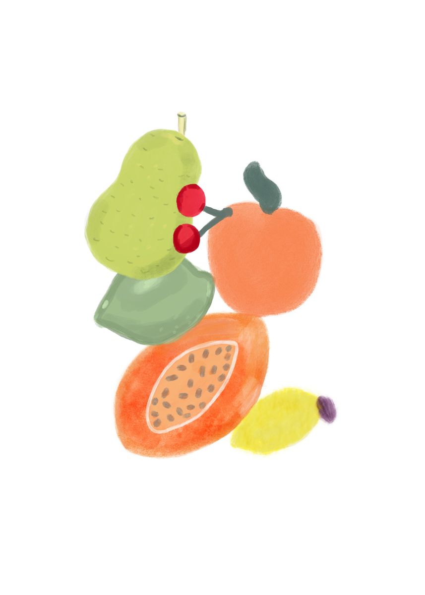 'Fruits' Poster, picture, metal print, paint by Gulsen Gunel | Displate