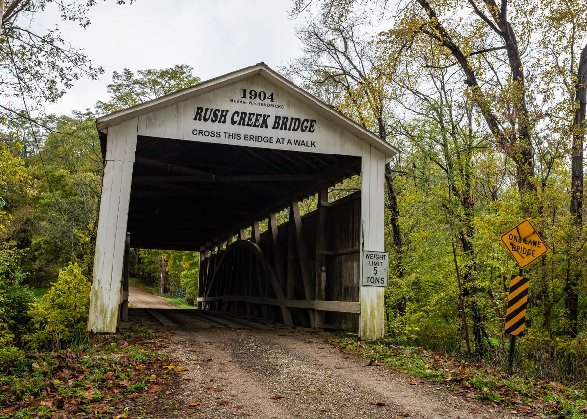 'Rush Creek Covered Bridge' Poster by Gestalt Imagery | Displate