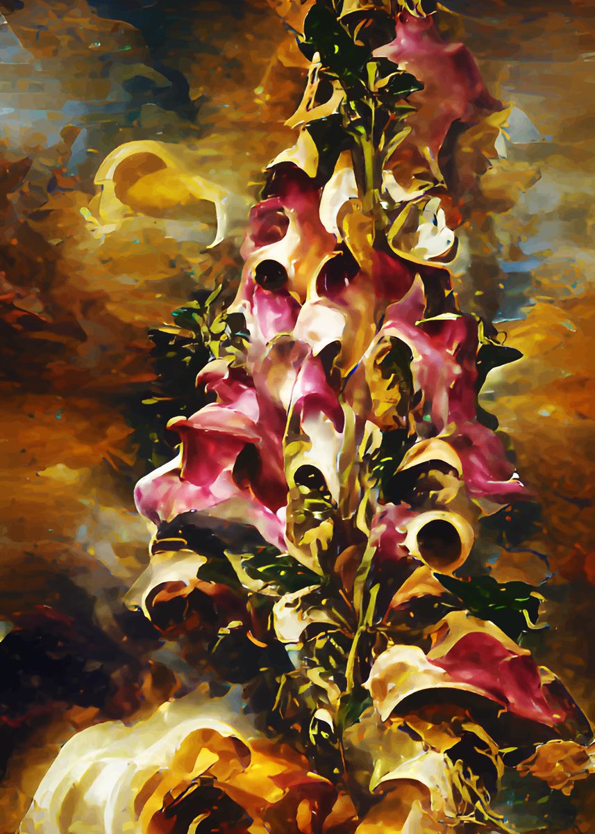 'Foxglove Blossoms' Poster, picture, metal print, paint by ...