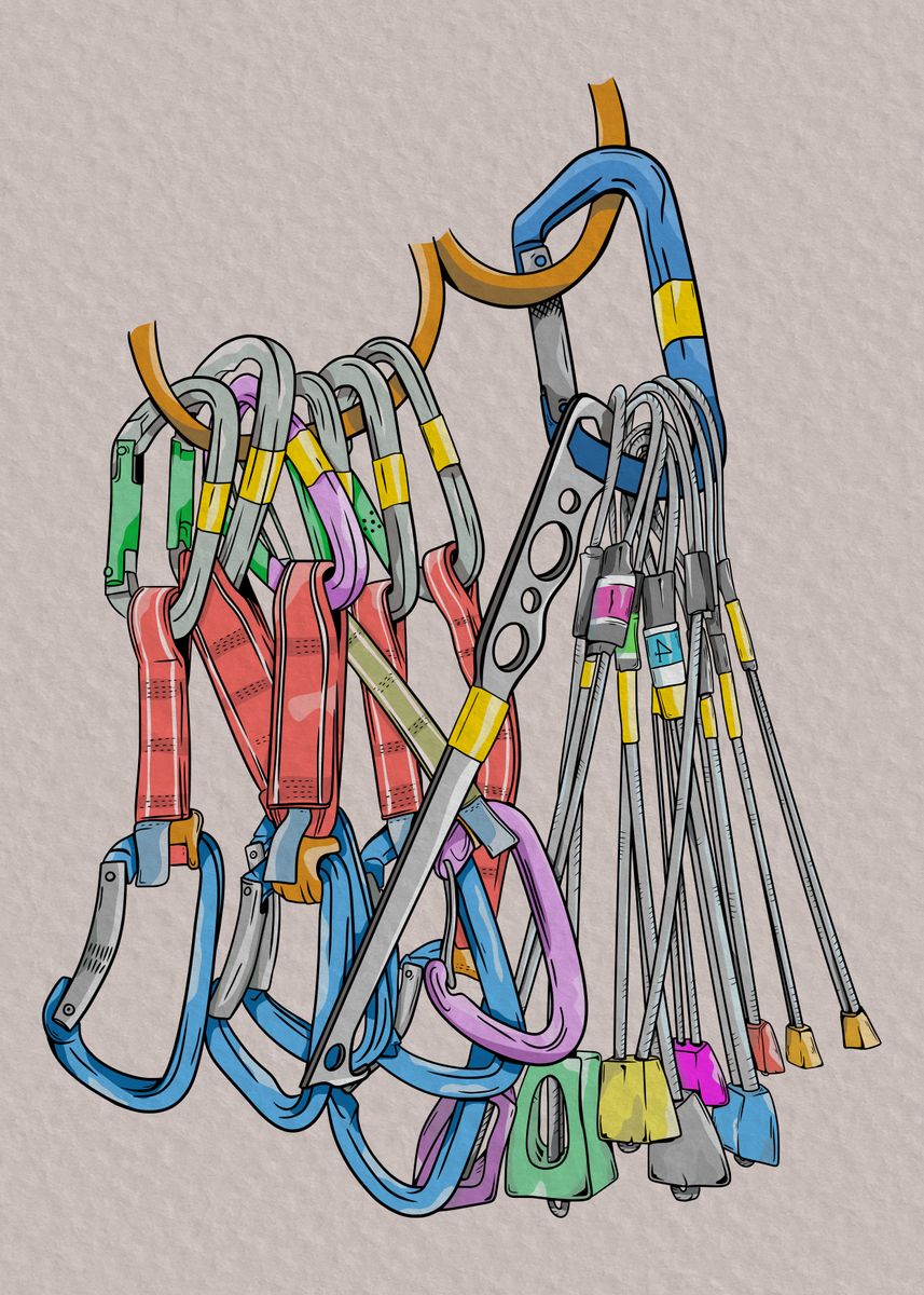 'Rock climbing rack' Poster, picture, metal print, paint by mailbox ...