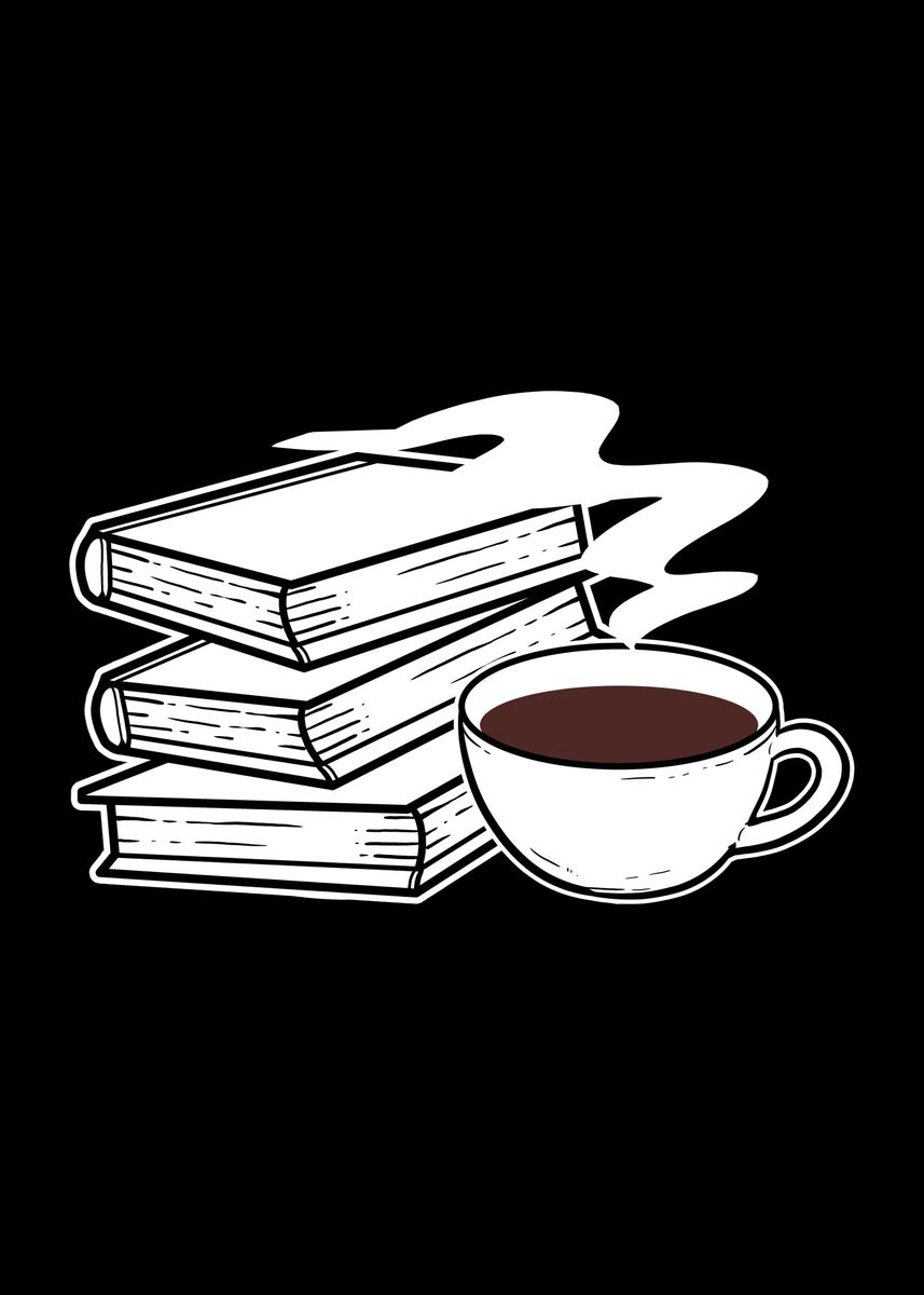 'Coffee And Books' Poster, picture, metal print, paint by FunnyGifts ...