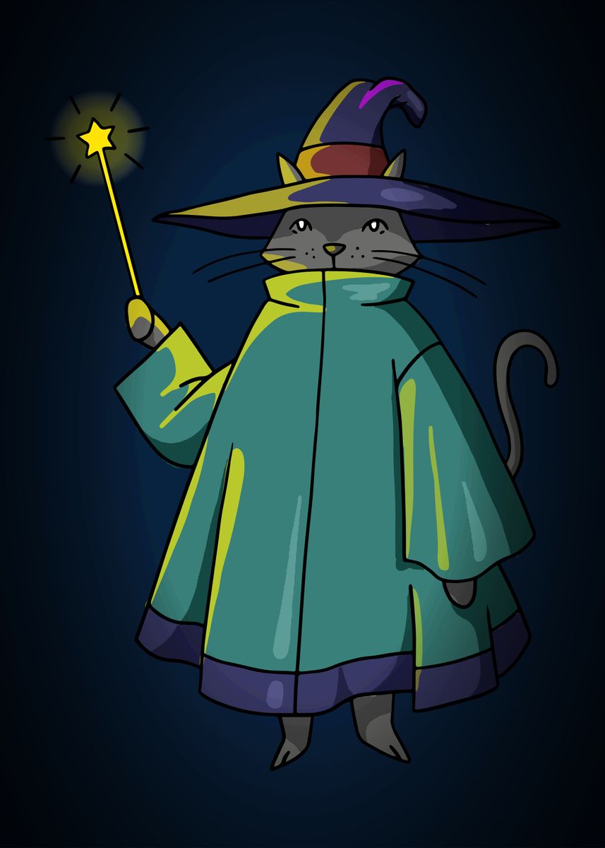 'Cute Cat Magician Wizard' Poster by BestPrints | Displate