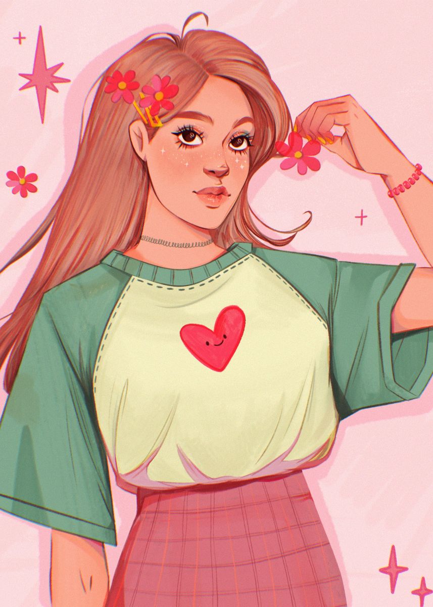 'Y2K girl ' Poster, picture, metal print, paint by Lana Levitann | Displate