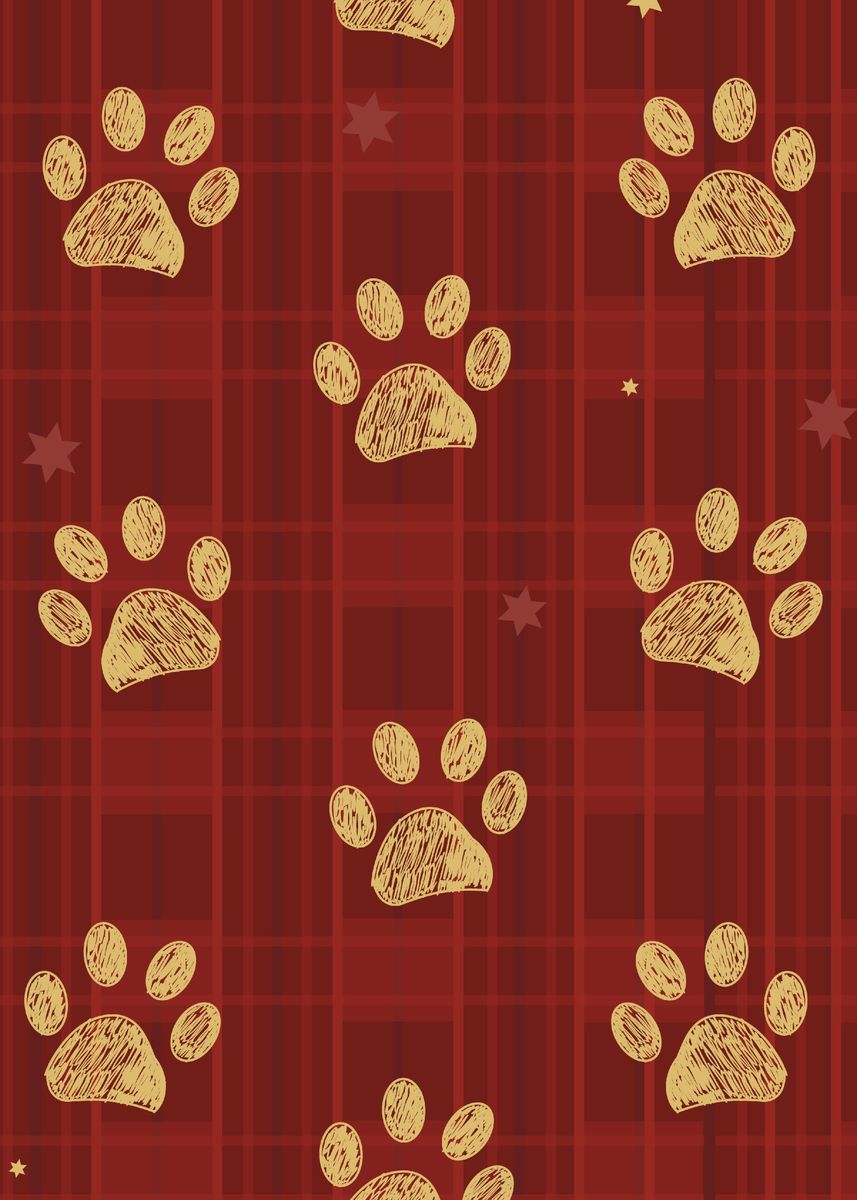 'Plaid pattern with paws' Poster, picture, metal print, paint by Gulsen ...