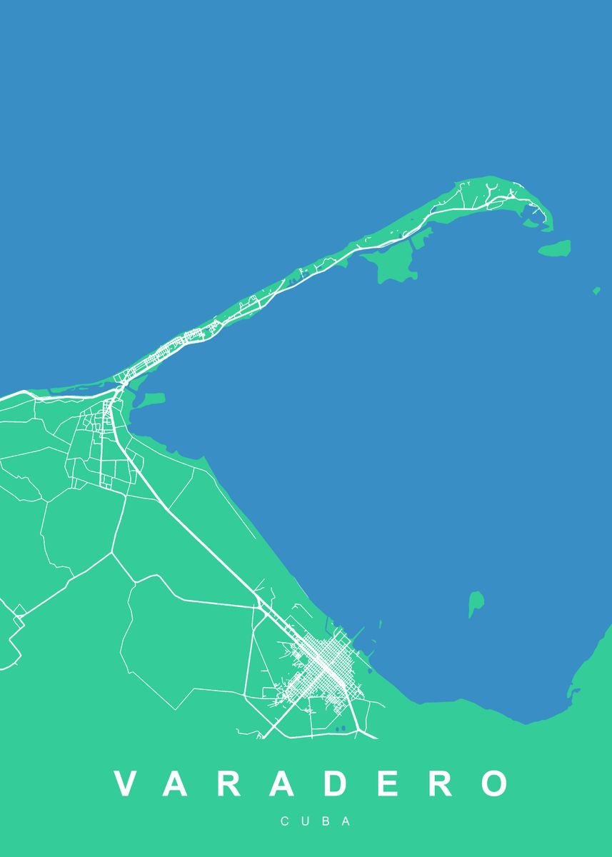 'VARADERO Map CUBA ' Poster, picture, metal print, paint by UrbanMaps ...