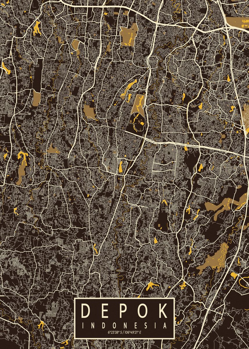 'Depok City Map Pastel' Poster, picture, metal print, paint by deMAP ...