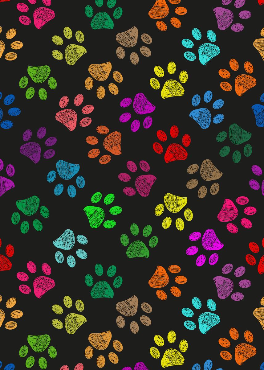 'Colorful paw print' Poster by Gulsen Gunel | Displate