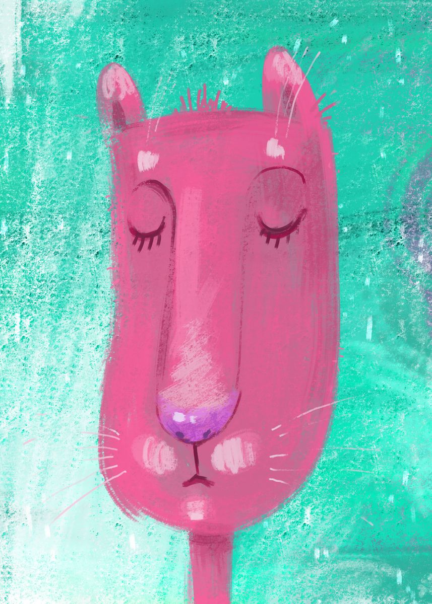 'Sleeping pink cat' Poster by Stefan Merz | Displate