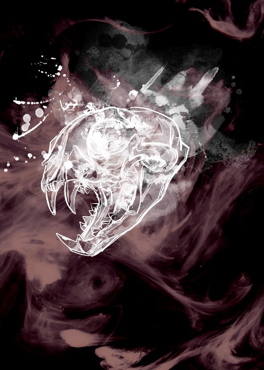 'Lizard skull into ink' Poster by Stefan Merz | Displate