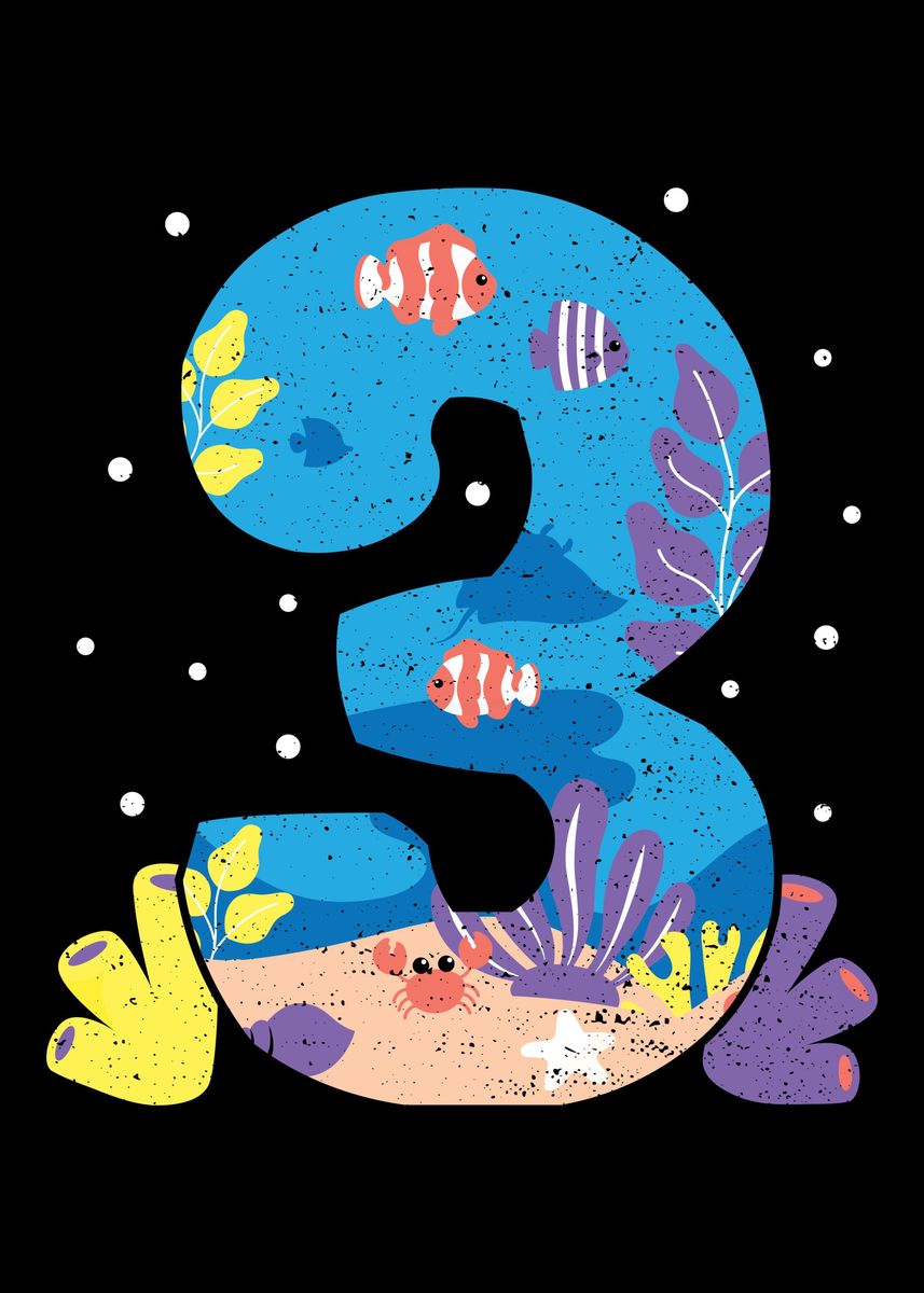 '3' Poster, picture, metal print, paint by DesignsByJnk5 | Displate