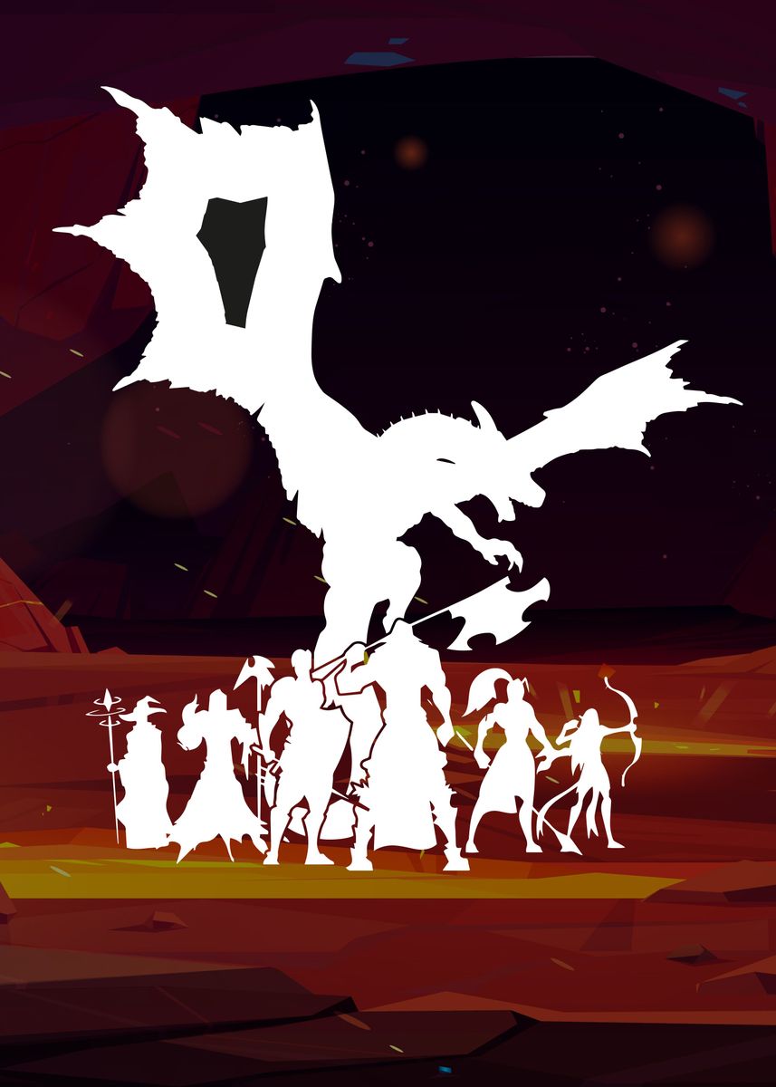 'Fantasy hero group dragon' Poster, picture, metal print, paint by ...