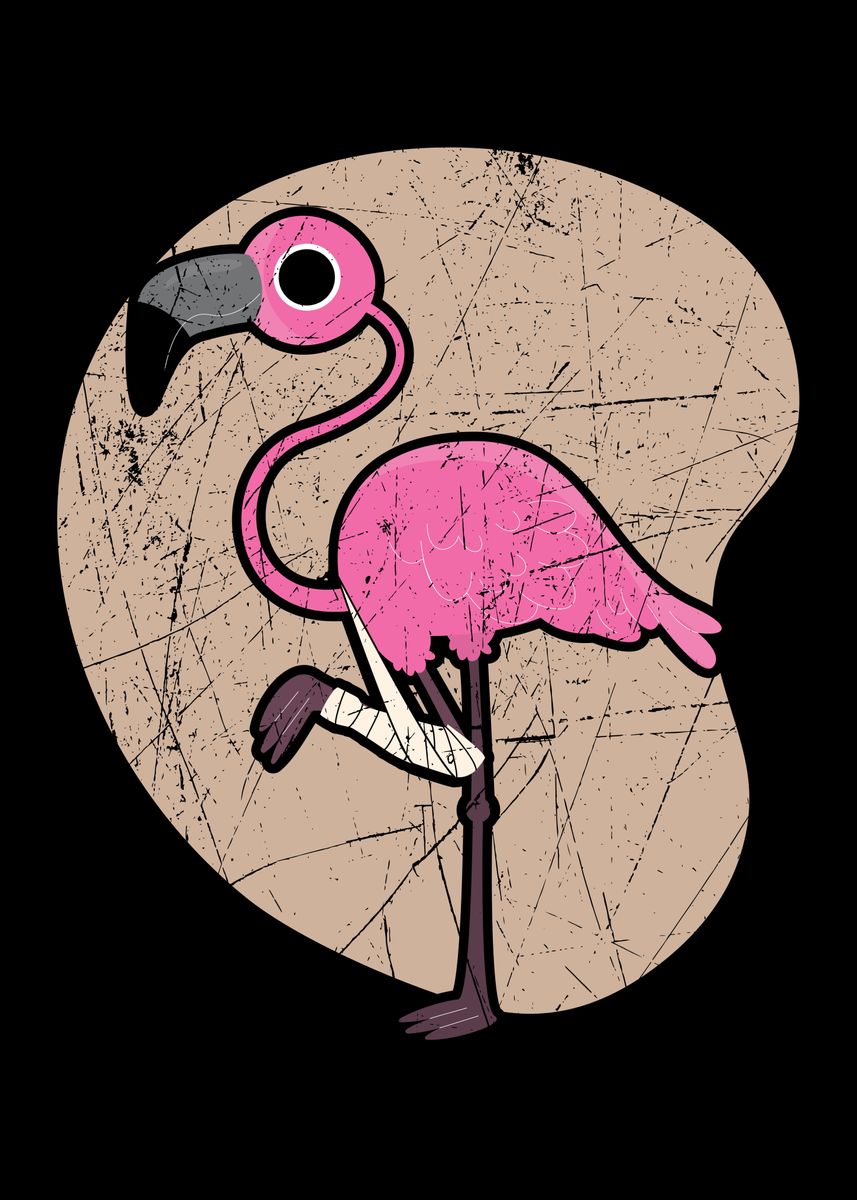 'Injured Flamingo Broken' Poster, picture, metal print, paint by NAO ...