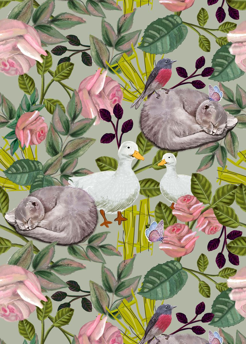 'Lovely animals' Poster, picture, metal print, paint by Gulsen Gunel ...