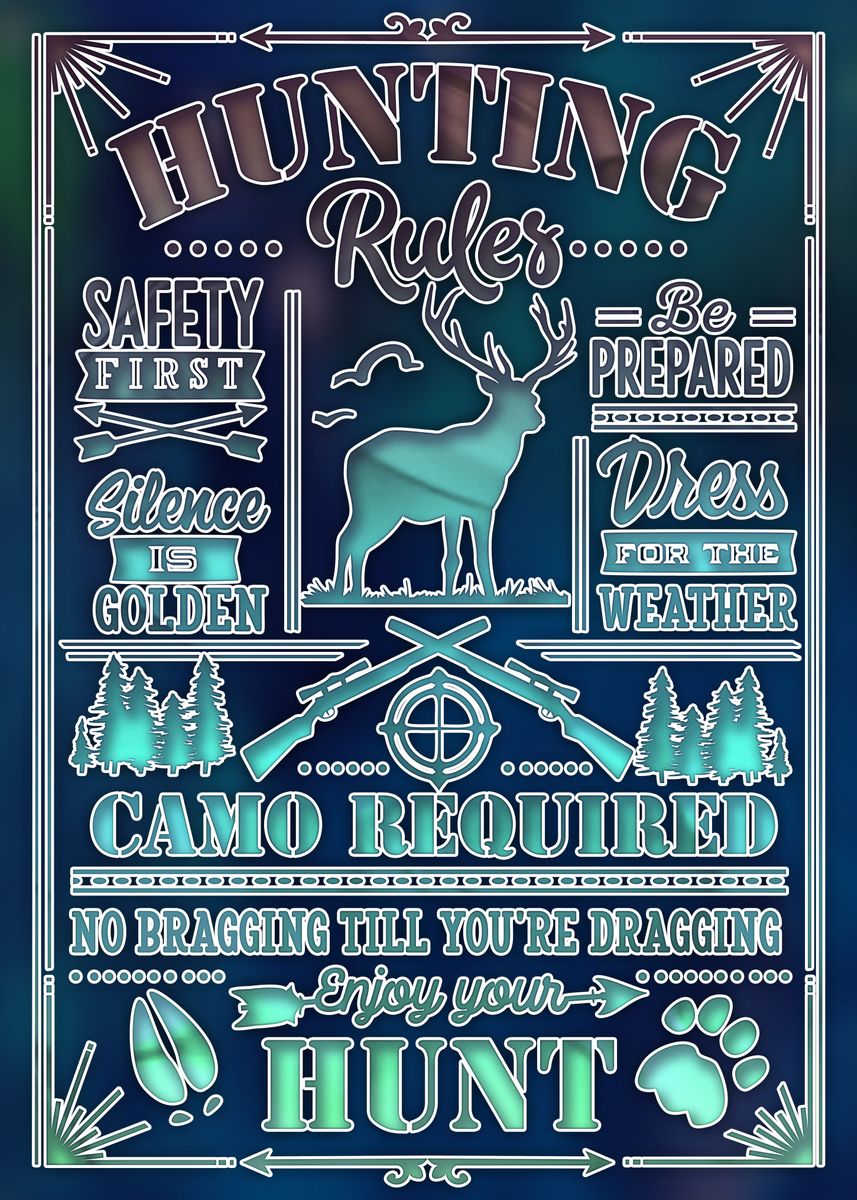 'Hunting Sign Poster' Poster, picture, metal print, paint by ...