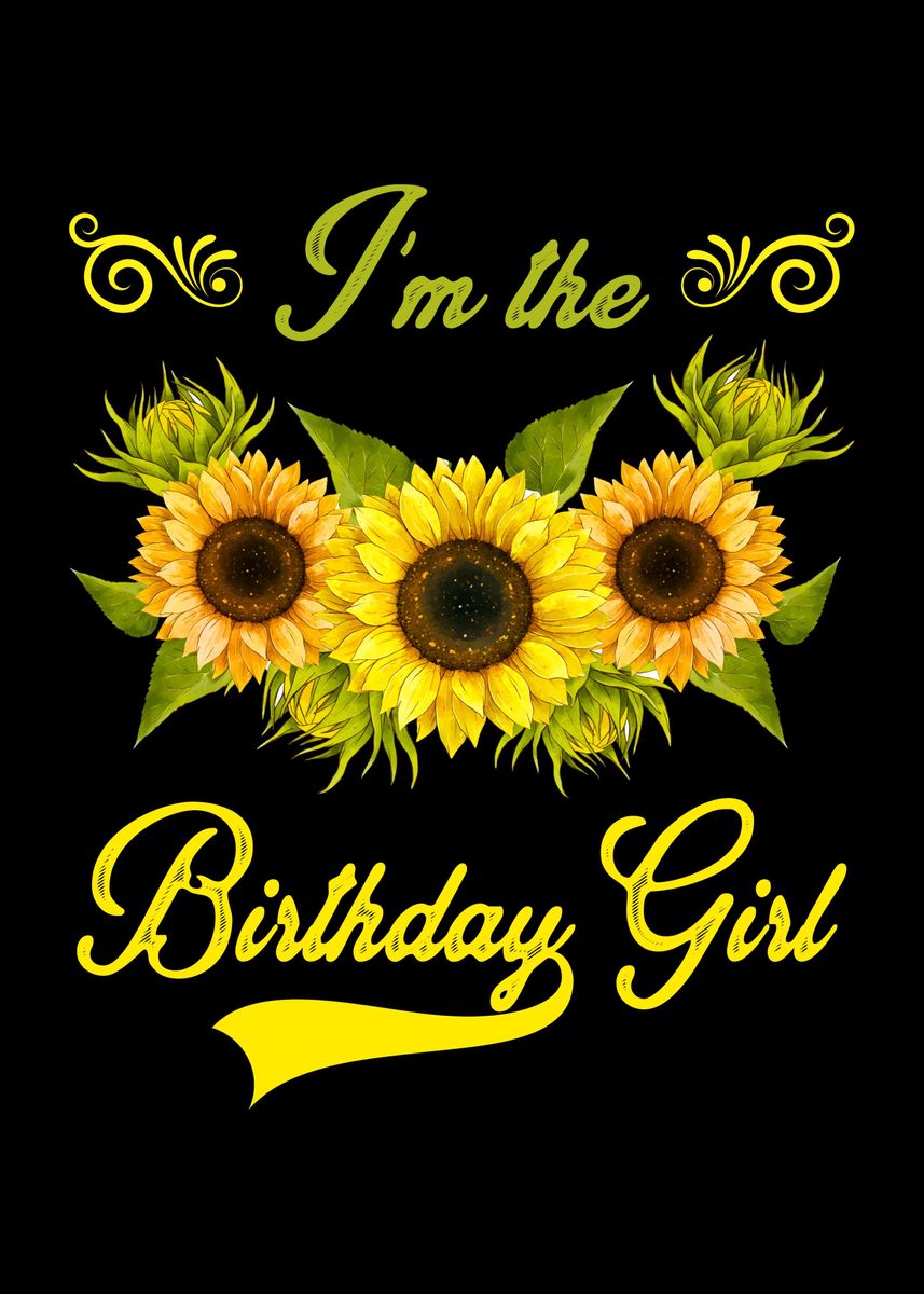 'Sunflower Birthday Girls' Poster, picture, metal print, paint by ...