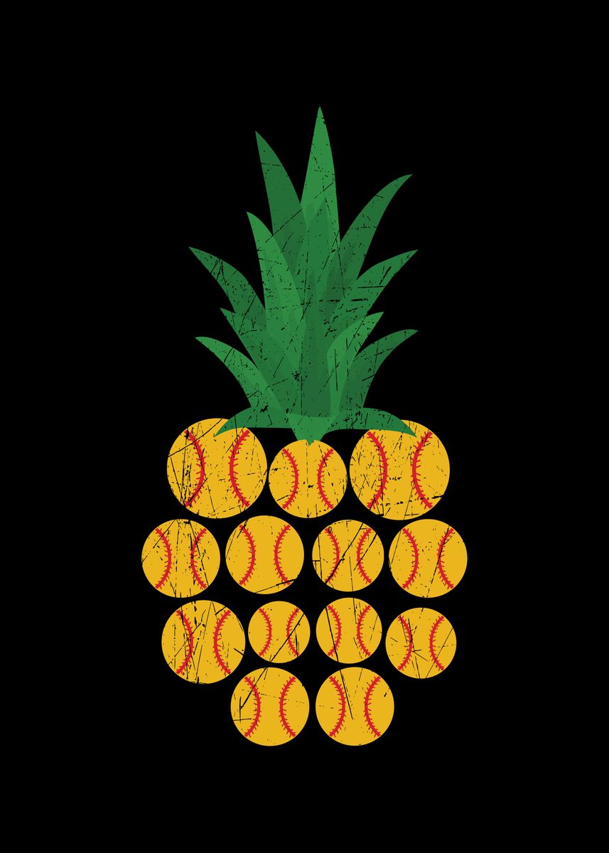 'Pineapple Softball Player' Poster, picture, metal print, paint by NAO ...