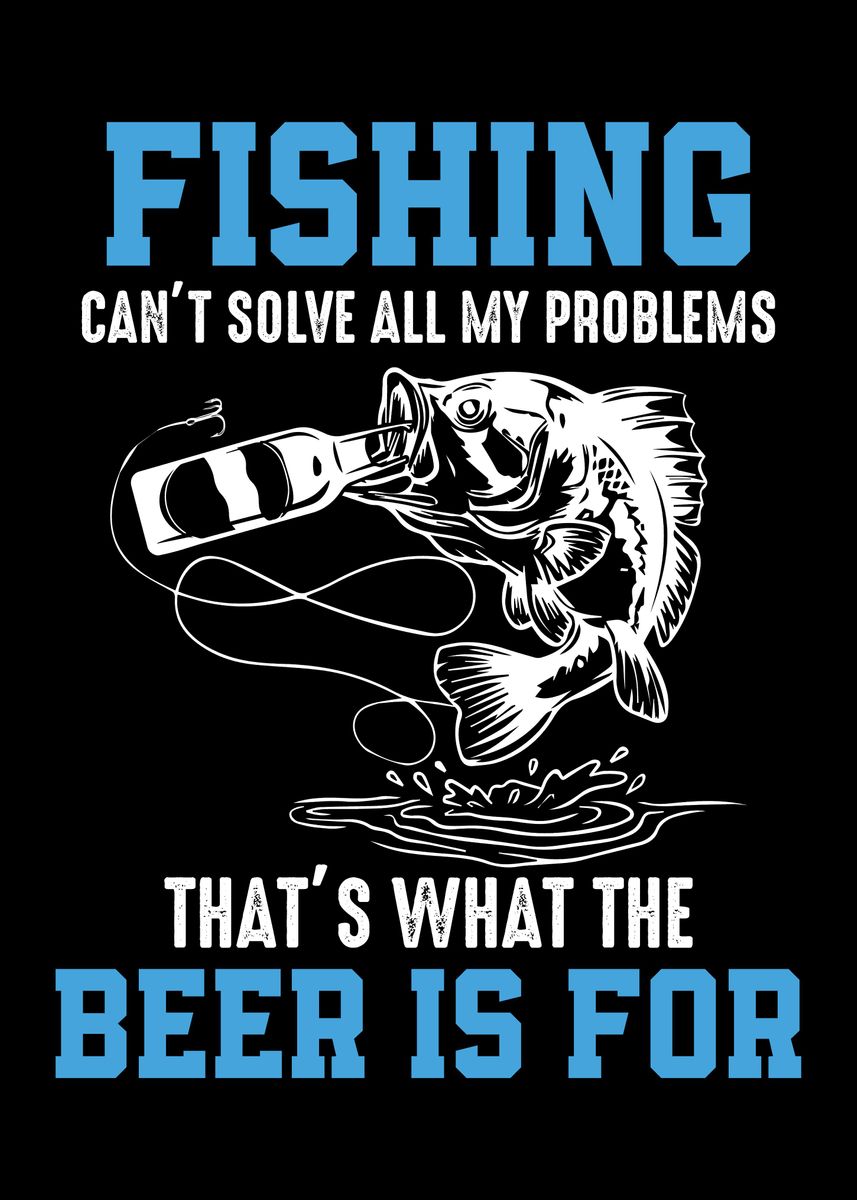 'Fishing Beer' Poster, picture, metal print, paint by crbn design ...