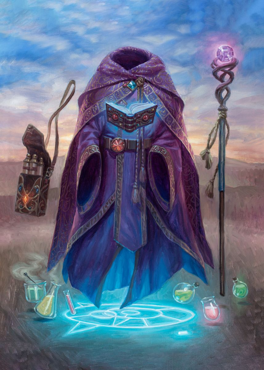 'Wizard Illustration' Poster, picture, metal print, paint by Dungeons ...