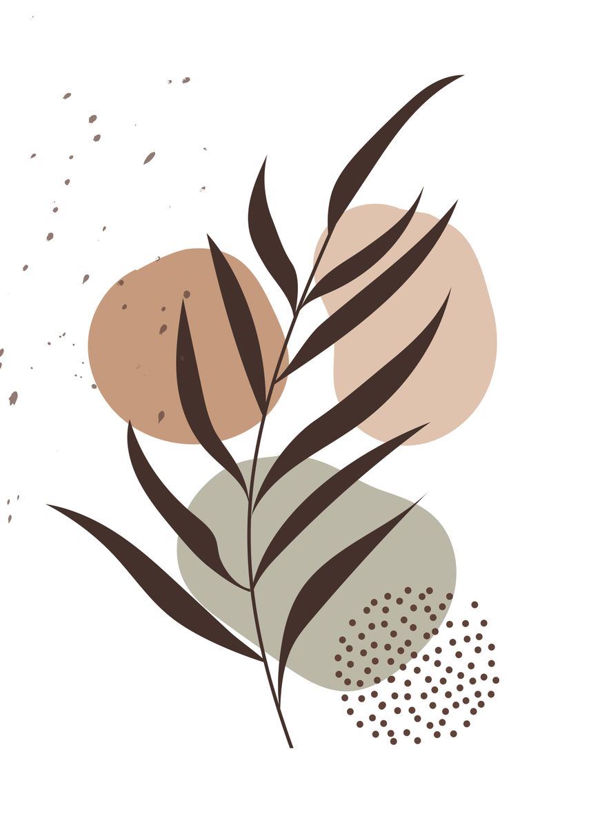 'Mid century Boho leaves' Poster, picture, metal print, paint by Human ...