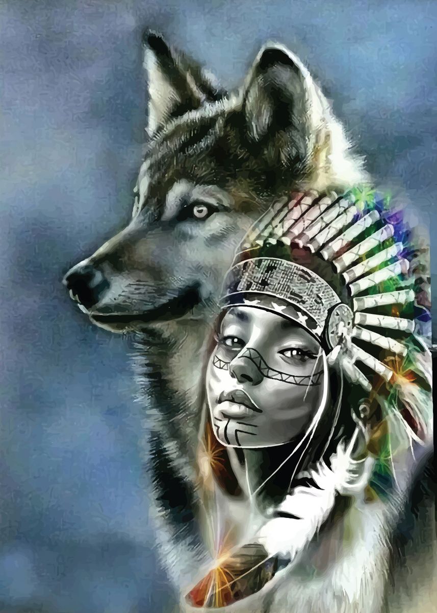 'Native WOLF' Poster by Anime | Displate