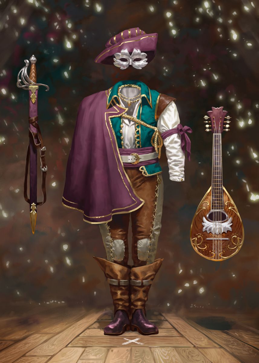 'Bard Illustration' Poster, picture, metal print, paint by Dungeons and ...