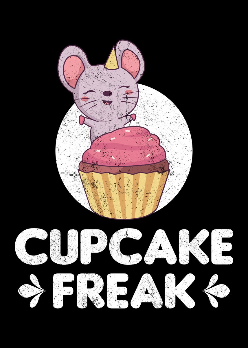'Cupcake Freak Funny Mouse' Poster by Lukes Pixel Studio | Displate