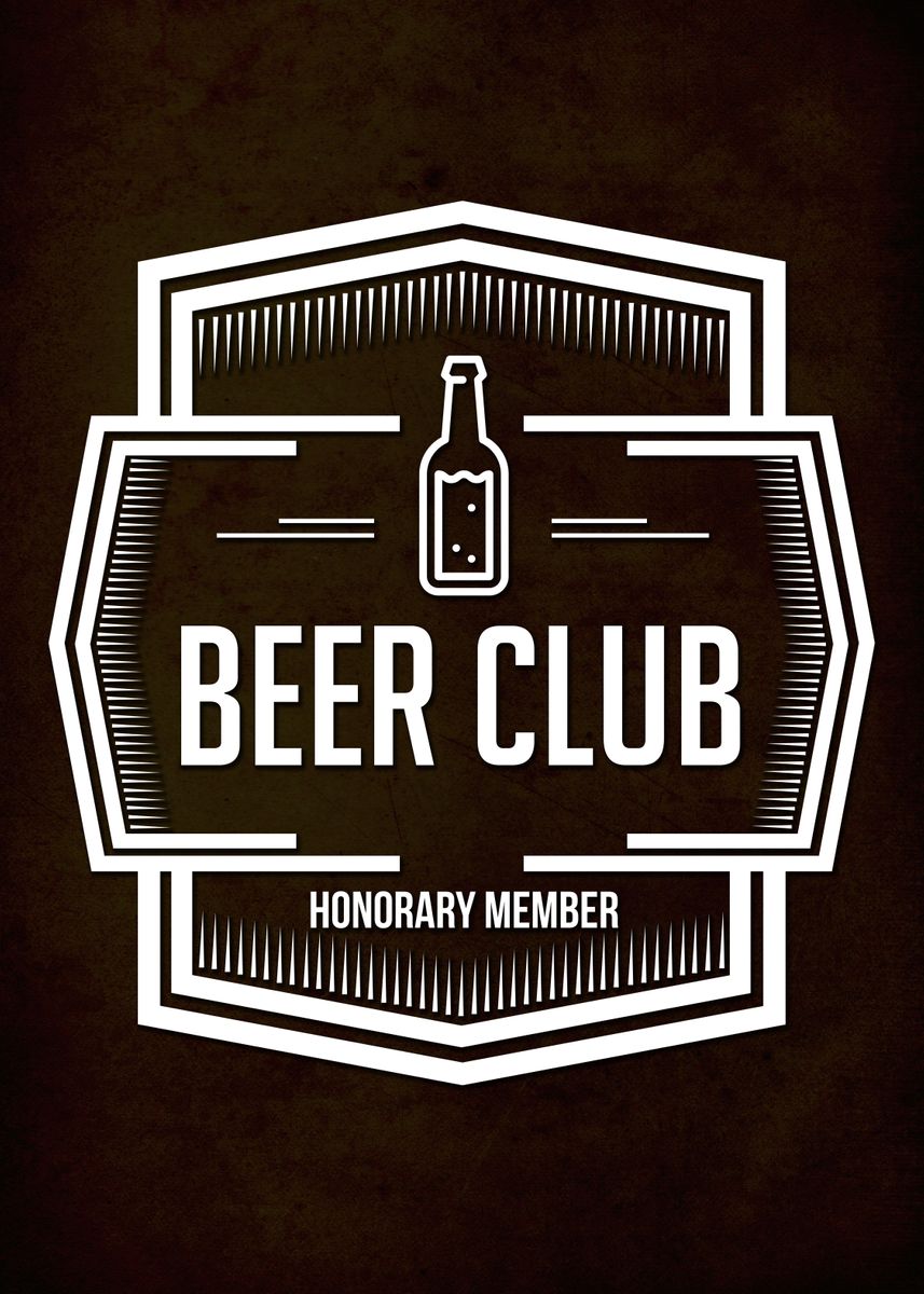 'Beer Club Member Vintage' Poster, picture, metal print, paint by ...