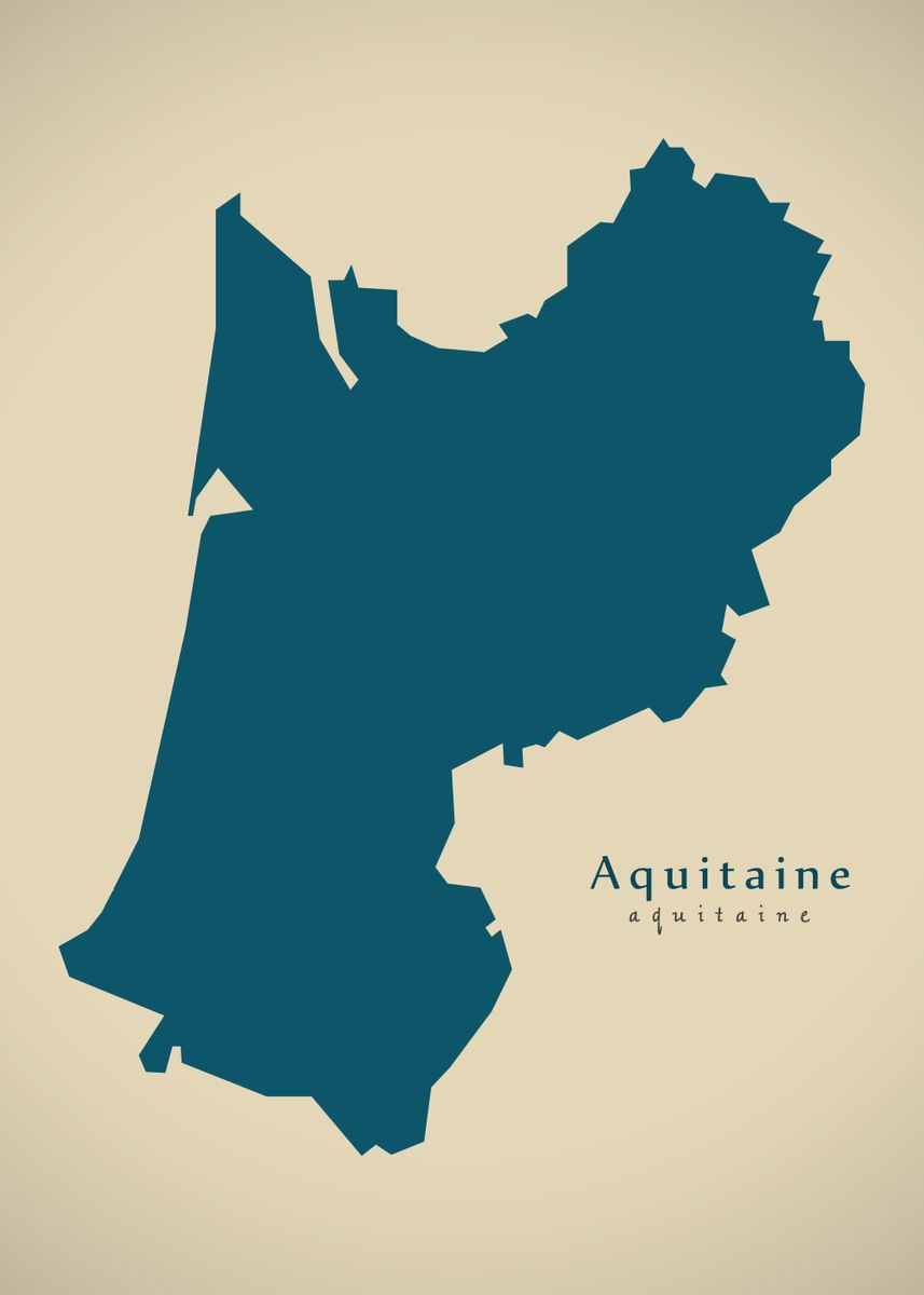 'Aquitaine region map' Poster, picture, metal print, paint by Ingo ...