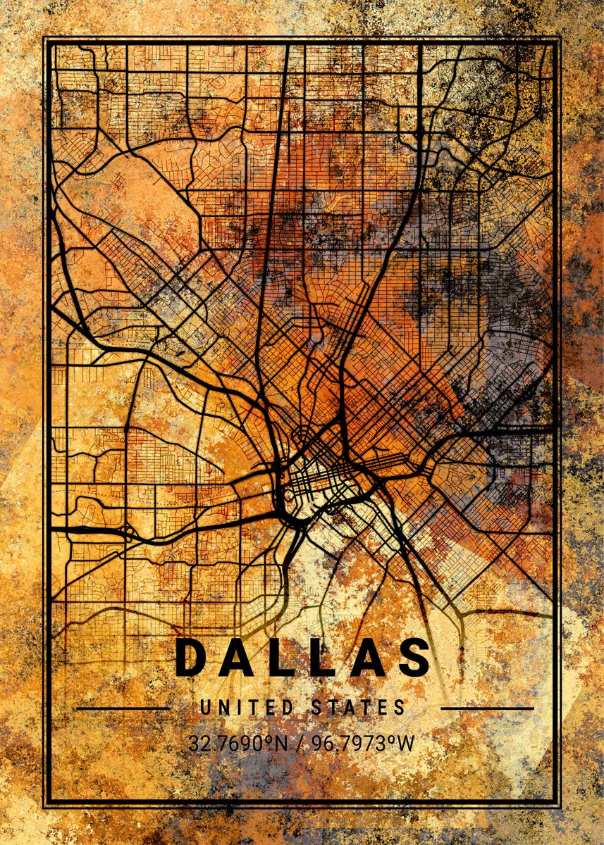 'Dallas United States Map' Poster, picture, metal print, paint by ...