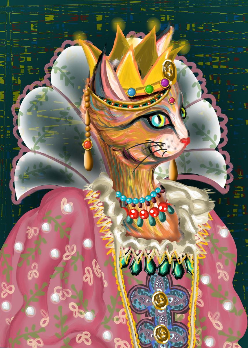 'The Cat Queen' Poster, picture, metal print, paint by Max Ronn | Displate