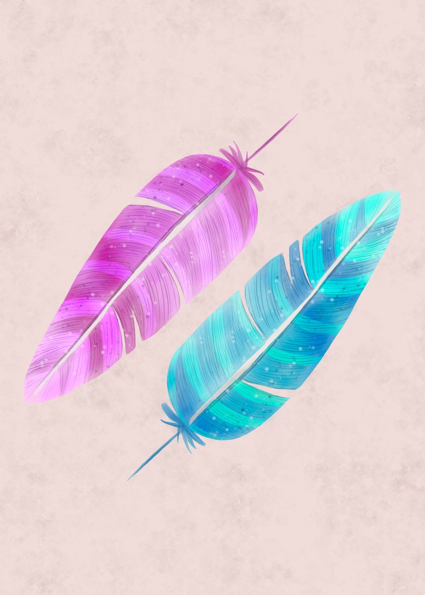 'Colorful feathers' Poster, picture, metal print, paint by Elinnet ...