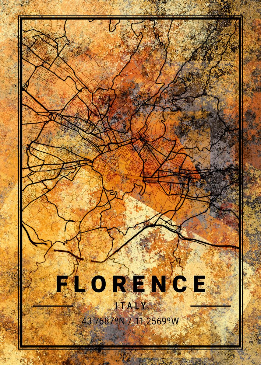 'Florence Italy Map' Poster, picture, metal print, paint by VisionTrend ...