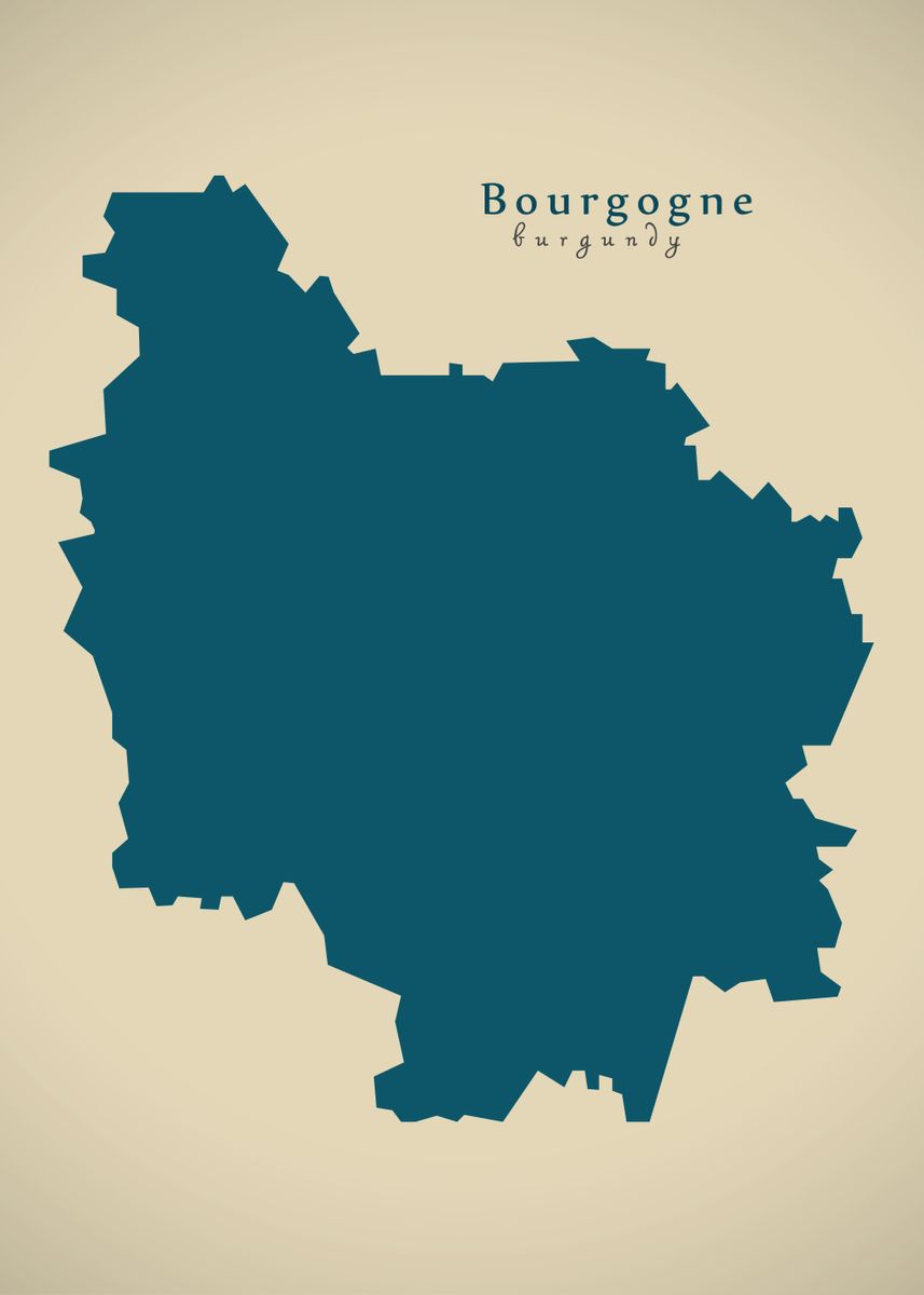 'Burgundy region map' Poster by Ingo Menhard | Displate