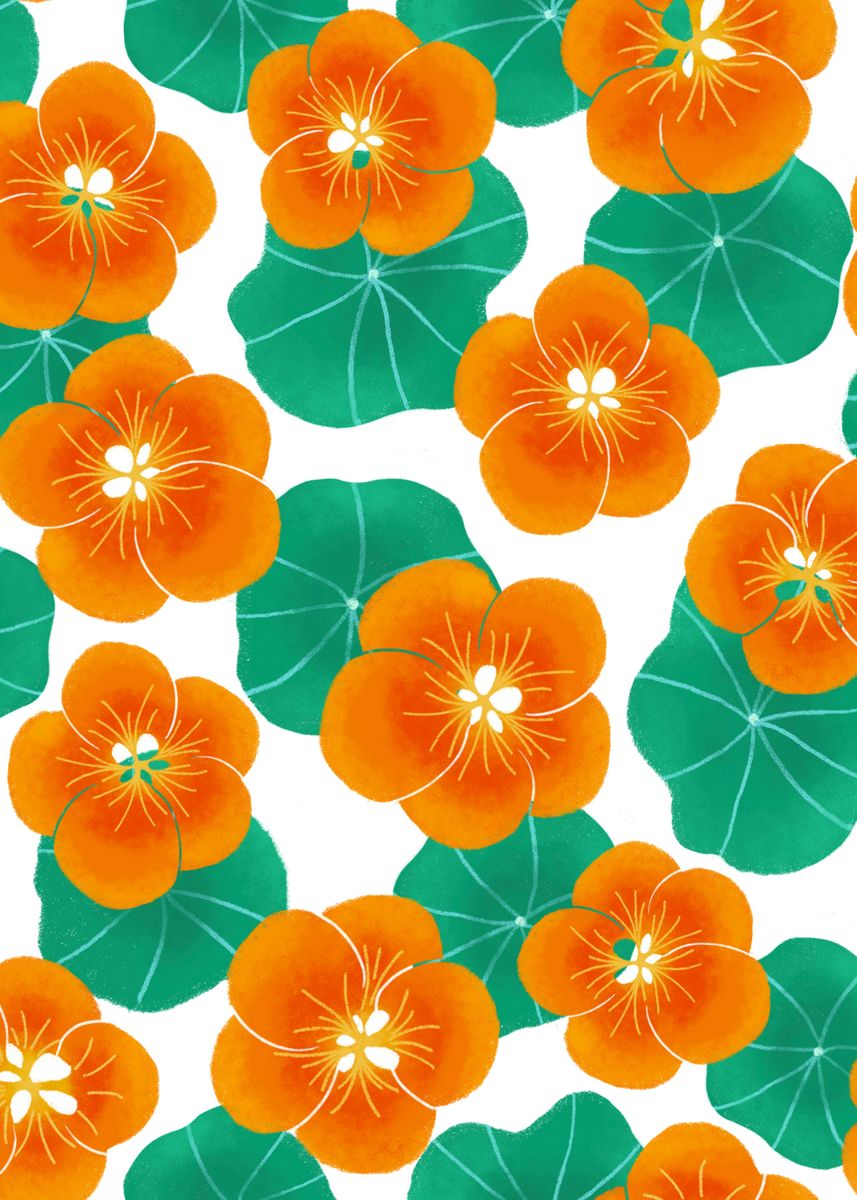 'Nasturtium pattern' Poster by Elinnet | Displate