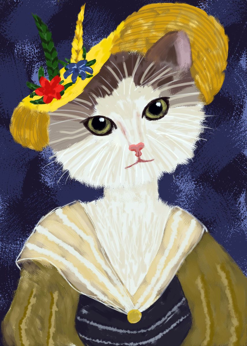 'Cat Lady Woman' Poster, picture, metal print, paint by Max Ronn | Displate