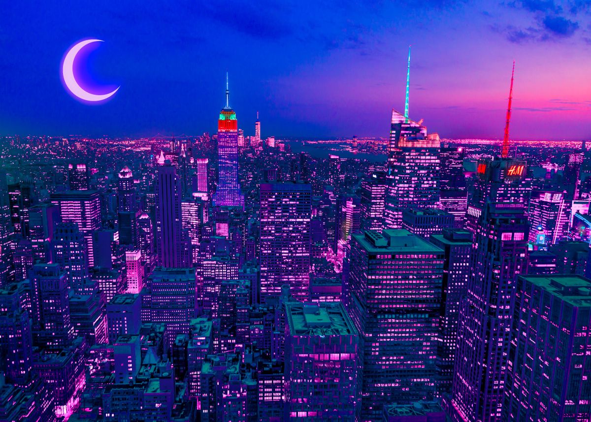'Cyber Moon Saturday Night' Poster by Andy Harbeck | Displate