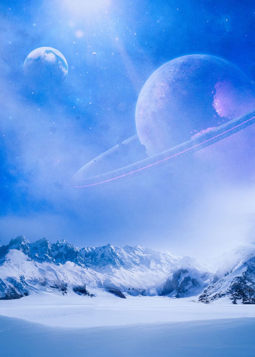'Planetary Snow' Poster, picture, metal print, paint by Shaheen Khan ...