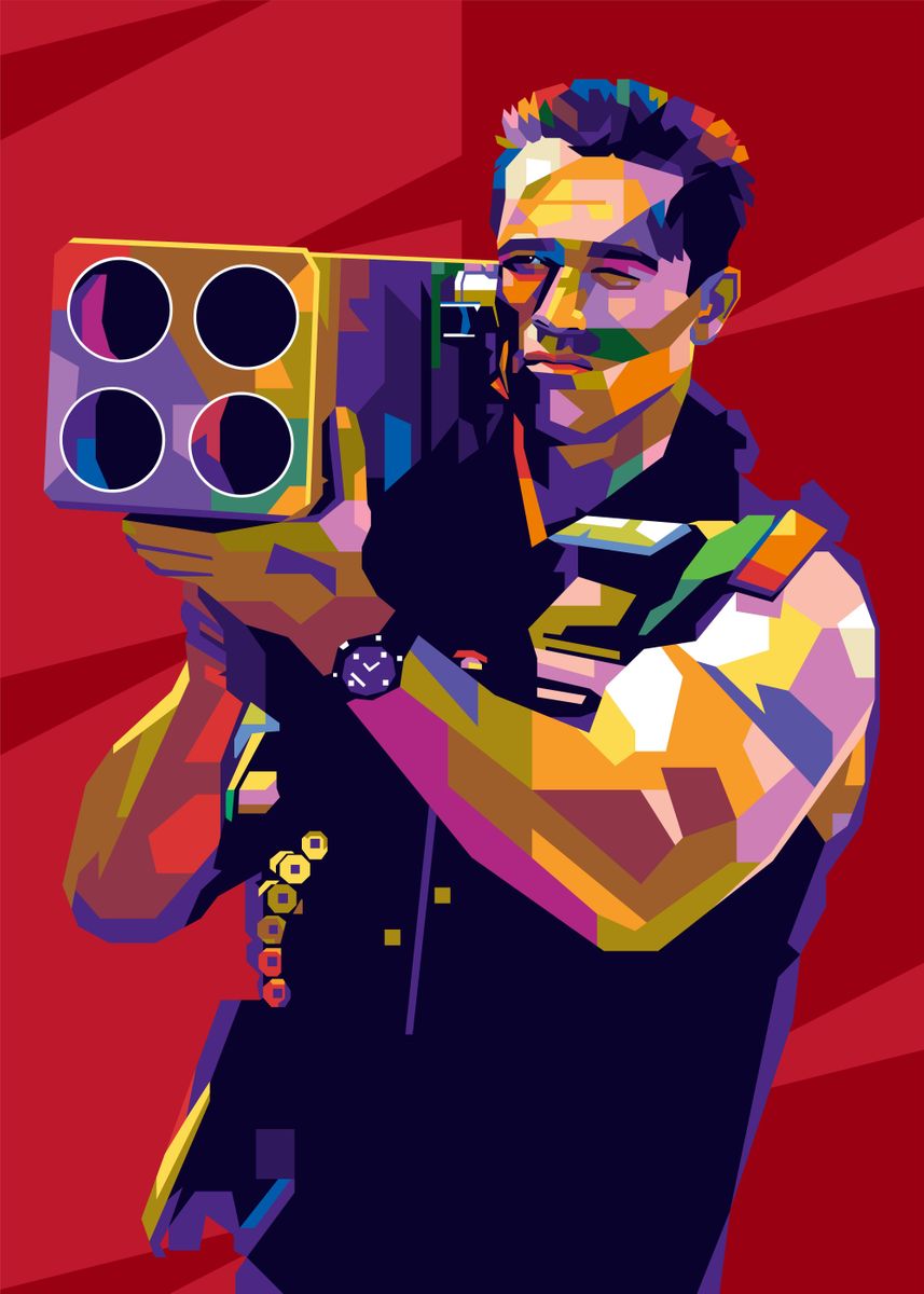 'arnold commando' Poster, picture, metal print, paint by New Trending ...