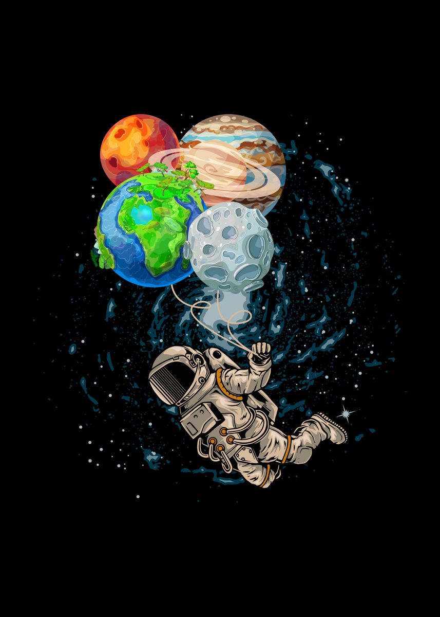 'Space Planets Balloons' Poster by professionaldesigns | Displate